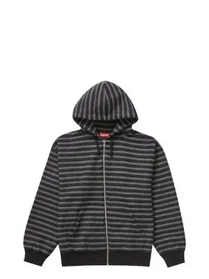 Supreme Brushed Zip Up Hooded Sweatshirt - Black
