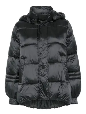TWINSET Striped Jacquard Puffer Jacket - Black