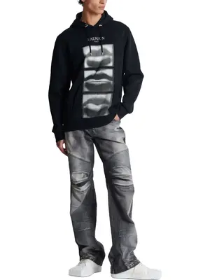 Balmain Lips Print Hoodie - Black
