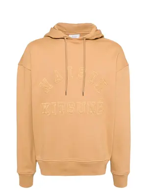 Maison Kitsuné Logo-embroidered Cotton Hoodie - Brown