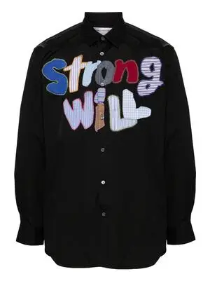 Comme Des Garçons Strong Will Embroidered Shirt - Black