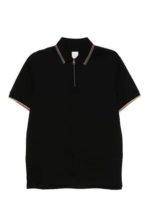 Paul Smith Zip Detail Striped Polo Shirt - Black