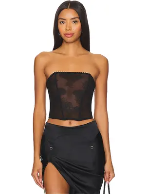 Fleur Du Mal Bouquet Lace Corset Top - Black