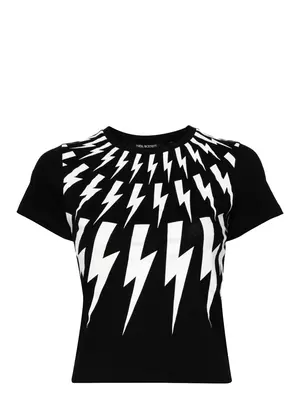 Neil Barrett Fair Isle Thunderbolt Print T-shirt - Black