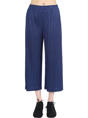 Issey Miyake Pleated Cropped Trousers - Blue