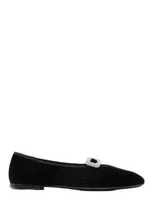 GIUSEPPE ZANOTTI Georgia Buckle Velvet Ballet Flats - Black