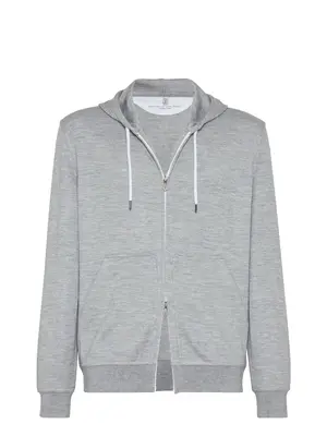 Brunello Cucinelli Drawstring Hooded Cardigan - Grey