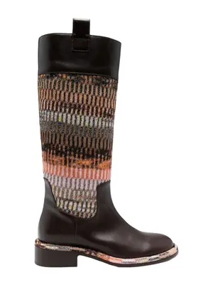 Missoni Striped Knee High Boots - Brown