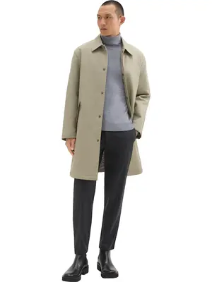 Theory Overcoat In Cotton Twill - Buff