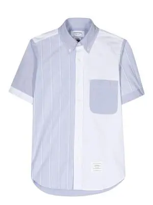 Thom Browne Shadow Stripe Oxford Short Sleeve Shirt - Blue