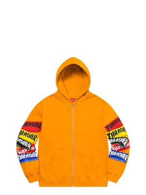 Supreme X Thrasher Multi Logo Zip Up Hooded Sweatshirt - Gold