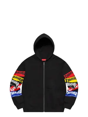 Supreme X Thrasher Multi Logo Zip Up Hooded Sweatshirt - Black