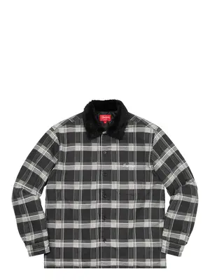 Supreme Faux Fur Collar Flannel Shirt - Black
