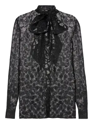 Versace Jacquard Satin Blouse - Black