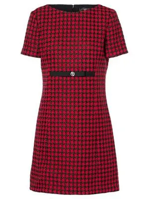 Versace Checked Wool-blend Tweed Mini Dress - Red