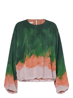 Dries Van Noten Ombré Silk-blend Top - Green
