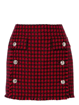 Versace Checked Tweed Miniskirt - Red