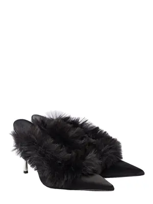 Magda Butrym Faux Shearling Mules - Black