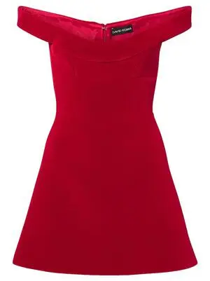David Koma Off-shoulder Velvet Mini Dress - Red