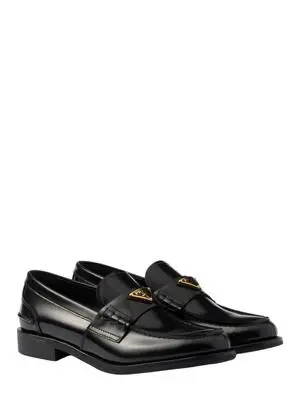 Prada Brushed Leather Loafers - Black