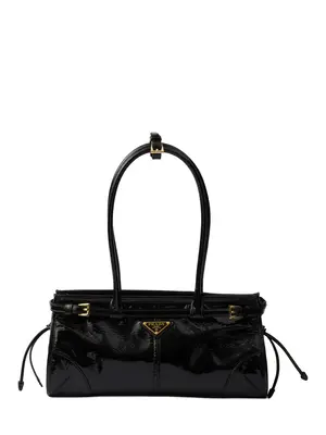 Prada Bonnie Medium Naplak Patent Leather Handbag - Black