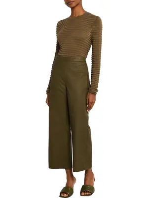 FRAME Cropped Wide-leg Leather Pants - Rich Military
