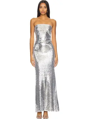 SIMONMILLER Sculpty Strapless Sequin Dress - Satellite Silver