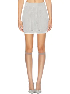 Casablanca Knit Mini Skirt - Silver