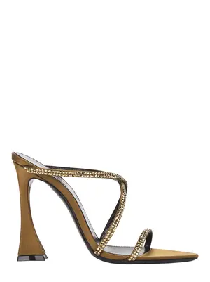 Saint Laurent Gippy Sandal - Khaki & Crystal Starlight