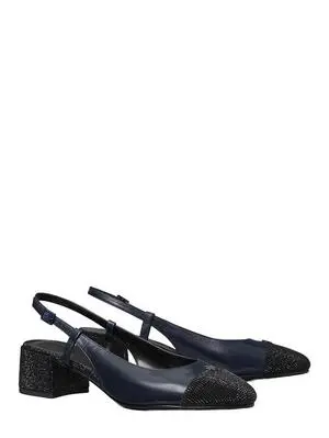 Tory Burch Cap-toe Pavé Slingback Pump - New Navy/perfect Black