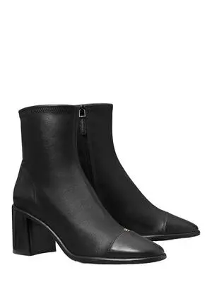 Tory Burch Cap-Toe Low Heel Ankle Boots Perfect Black