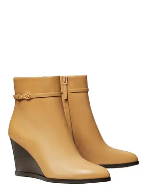 Tory Burch Tory Burch Double T Buckle Wedge Boots Ginger Shortbread