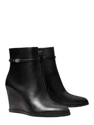 Tory Burch Tory Burch Double T Buckle Wedge Boots Perfect Black