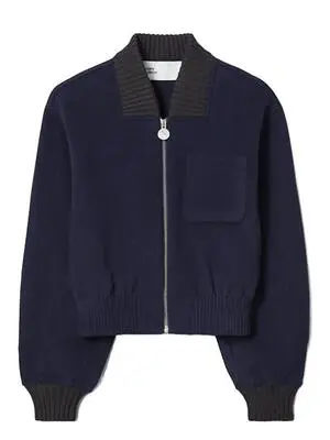 Tory Burch Wool Bomber Jacket - Medium Navy