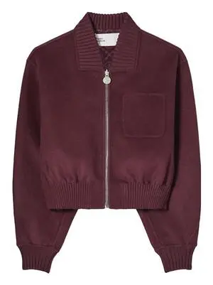 Tory Burch Reversible Wool Bomber Jacket - Burgundy T-monogram Jqd