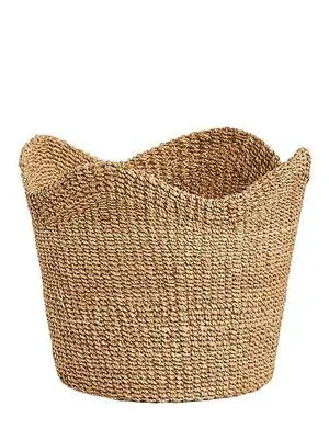 Anthropologie Genevieve Scalloped Woven Bin - Natural