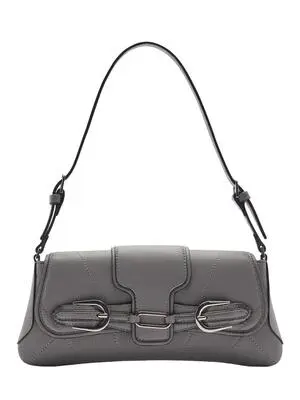 Mango Faux Leather Shoulder Bag - Grey