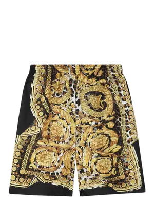 Versace Wild Barocco Silk Shorts - Yellow