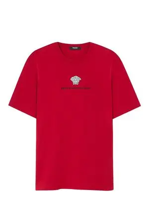 Versace Medusa Milano Embroidered T-shirt - Red