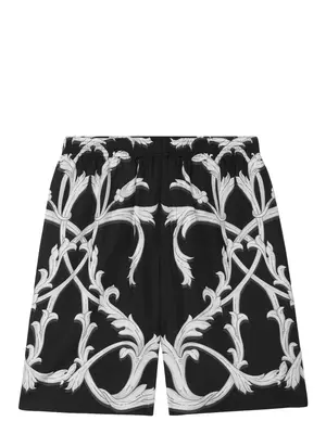 Versace Acanthus Leaves Silk Shorts - Black