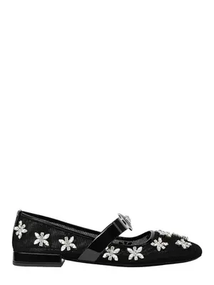 Versace Ribbon Crystal-embellished Ballerinas - Black