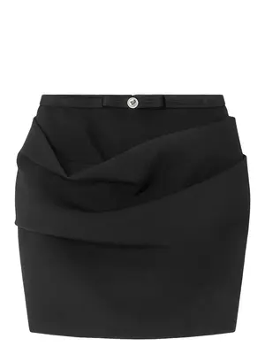 Versace Gabardine Draped Skirt - Black
