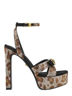 Versace 140mm Crystal-embellished Leopard Sandals - Brown