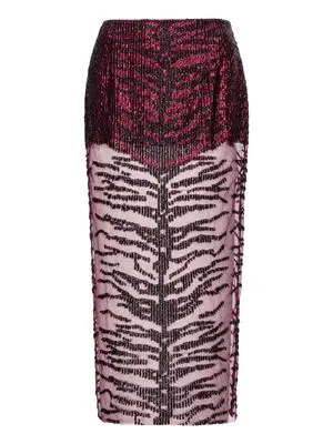 Pinko Sequin-embellished Midi Skirt - Red