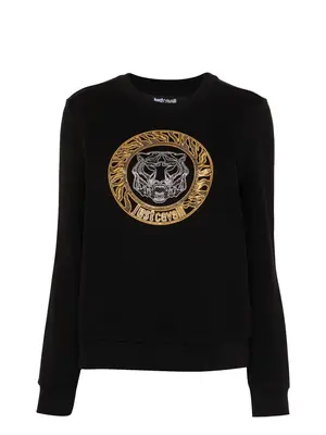 Just Cavalli Tiger Head Cotton Sweatshirt - Black