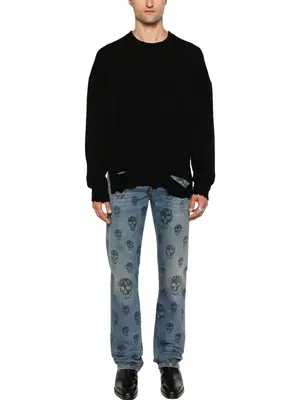 Alexander McQueen Skull-print Jeans - Blue