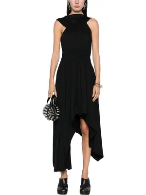 Alexander McQueen Asymmetric Gathered Dress - Black