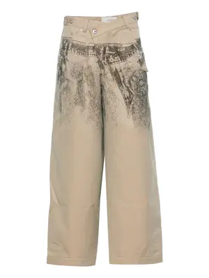FENG CHEN WANG Graphic-print Trousers - Neutrals