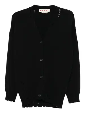 Marni Distressed Knit Cardigan - Black