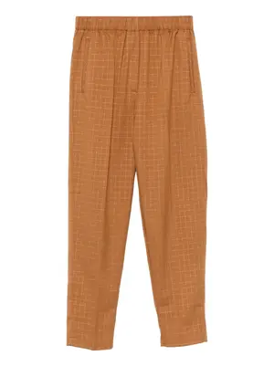 FORTE_FORTE Grid-pattern Trousers - Brown